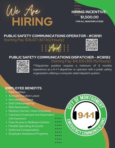 City of Montgomery 911 is hiring! | Alabama 911 Board